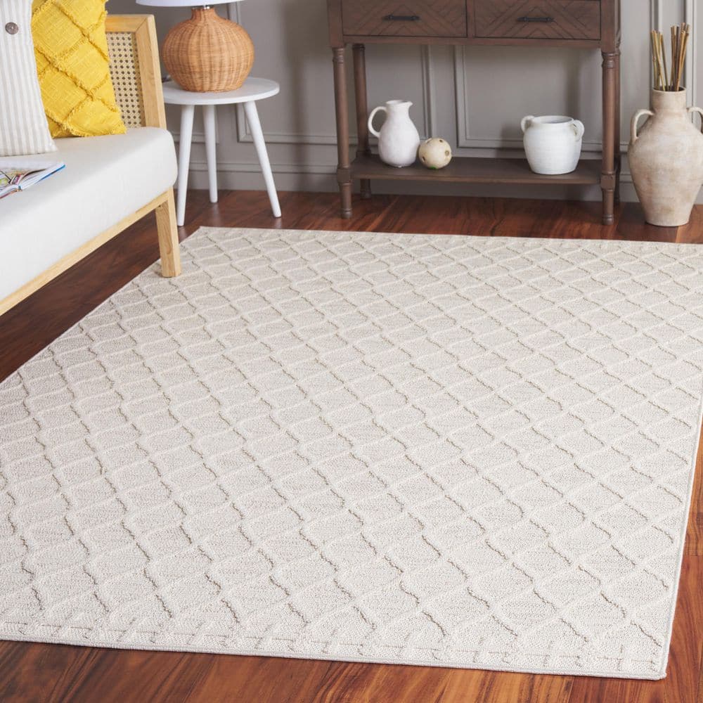 SAFAVIEH Paros 4 ft. x 6 ft. Ivory Solid Diamond Area Rug POS102A-4 ...