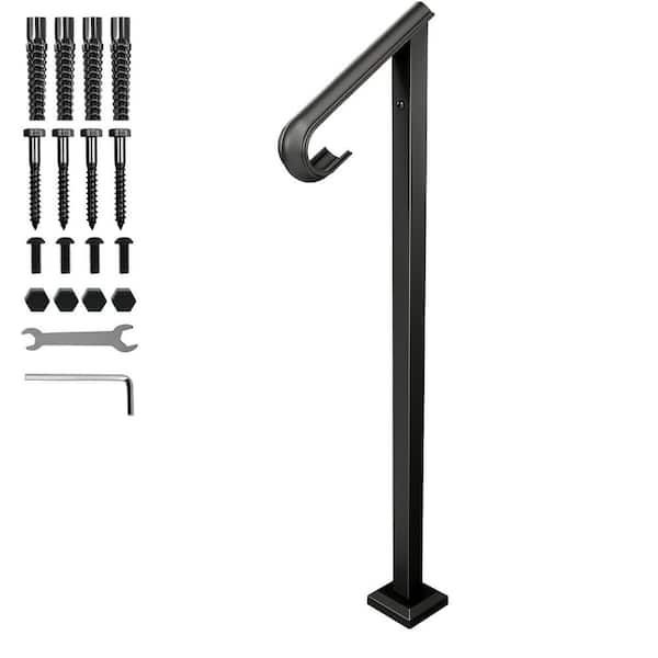 Afoxsos 38.27in Wrought Iron Outdoor Handrail Single Post Stair Railing ...