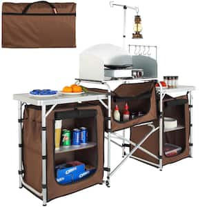 SKYSHALO Outdoor 2-Tier Kitchen with Zippered Bag, Portable Folding ...