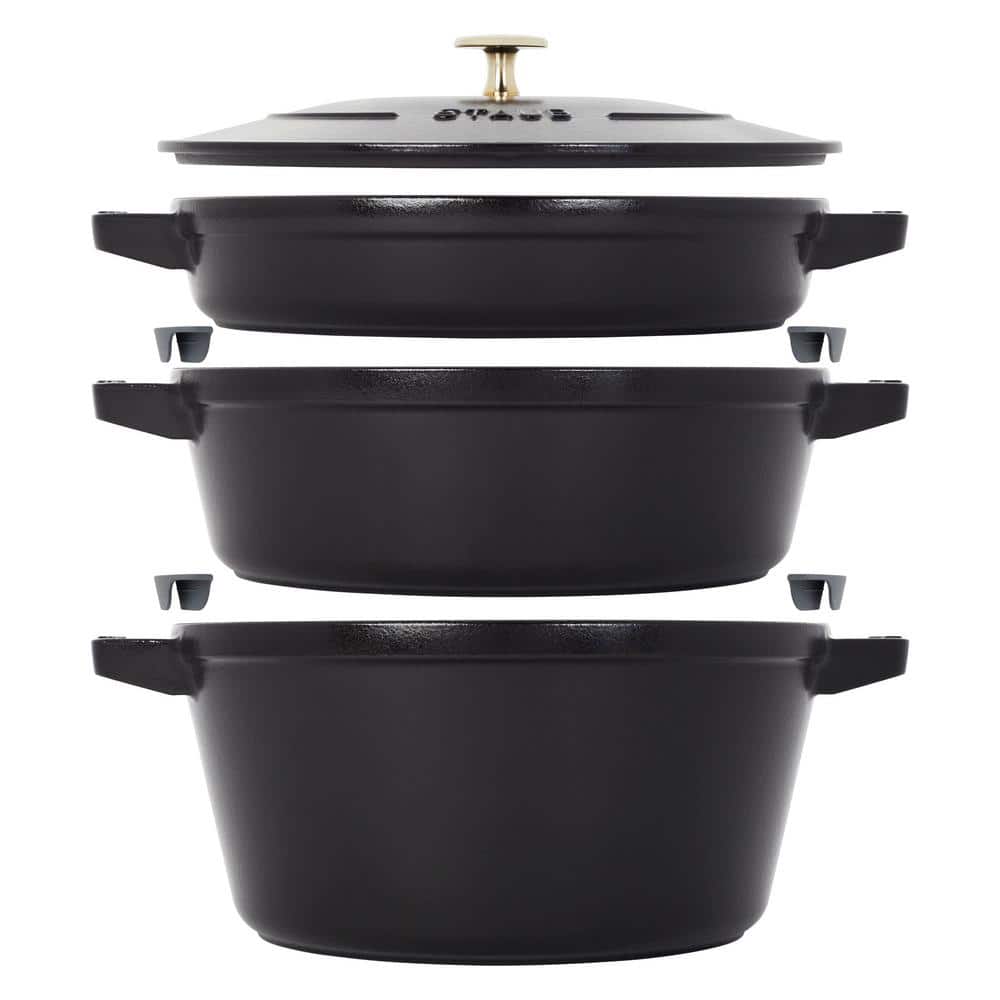 staub Stackable 4-Piece Cast Iron Set - Black 1021322 - The Home Depot