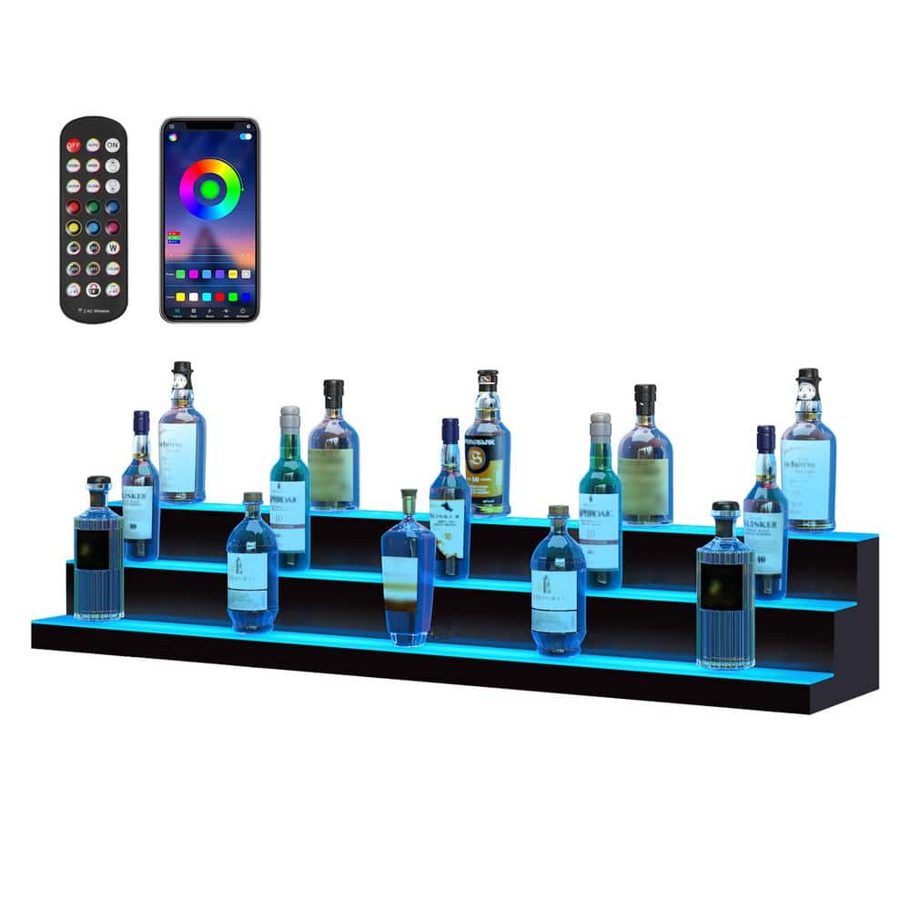VEVOR LED Lighted Liquor Bottle Display, 3 Tiers 60 In. Commercial ...