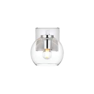 Simply Living 15 in. 2-Light Modern Chrome Vanity Light with Clear ...