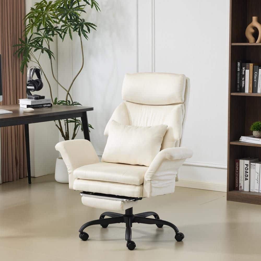 Karl home Suede Fabric High Back Reclining with Footrest Task Chair in ...