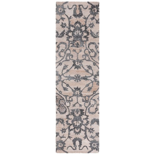SAFAVIEH Anatolia 2 ft. x 8 ft. Beige/Black Traditional Garden Runner ...