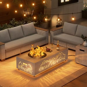 eVita 42 in. 50,000 BTU Rectangle Outdoor Propane Gas Fire Pit Table in ...