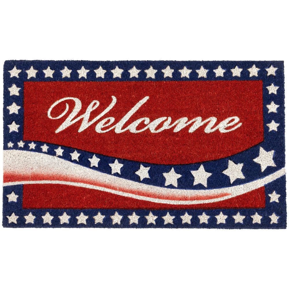 Northlight Stars and Stripes Welcome Outdoor Coir Patriotic Doormat-18 ...