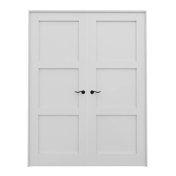ARK DESIGN 56 in. x 80 in. Paneled Blank 3-Lite White Solid Core MDF ...