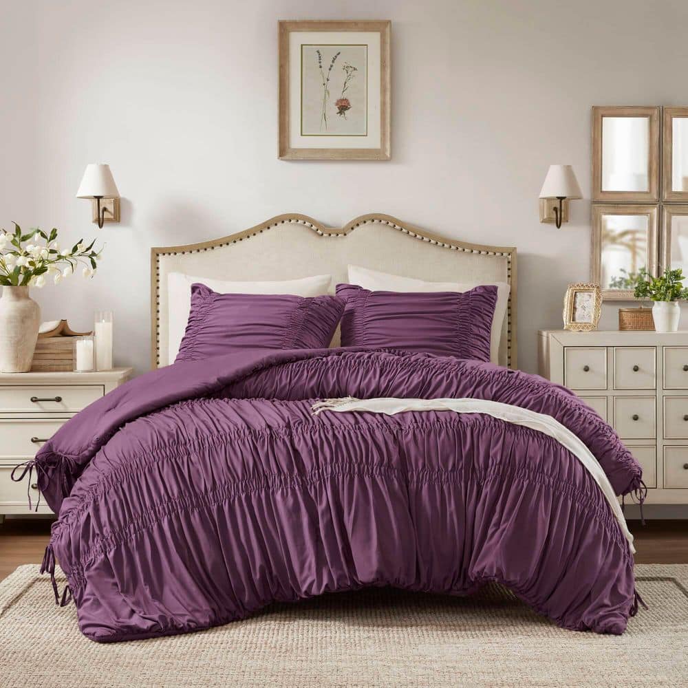 3-Pieces King Purple Soft French Country Retreat Comforter Set with ...