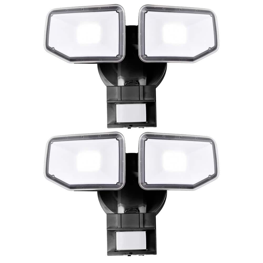 AWSENS 40-Watt 4000-Lumen 180° Black Motion Sensor Dusk to Dawn Outdoor ...
