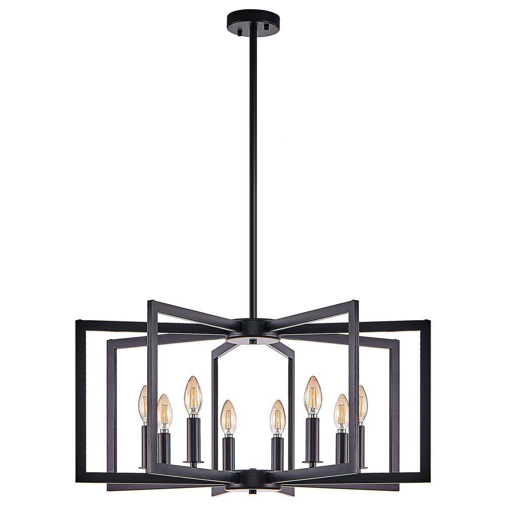 Sunpez 27 in. W 8-Light Black Ceiling Chandelier Modern Pendant Light Fixture, E12, No Bulbs ...