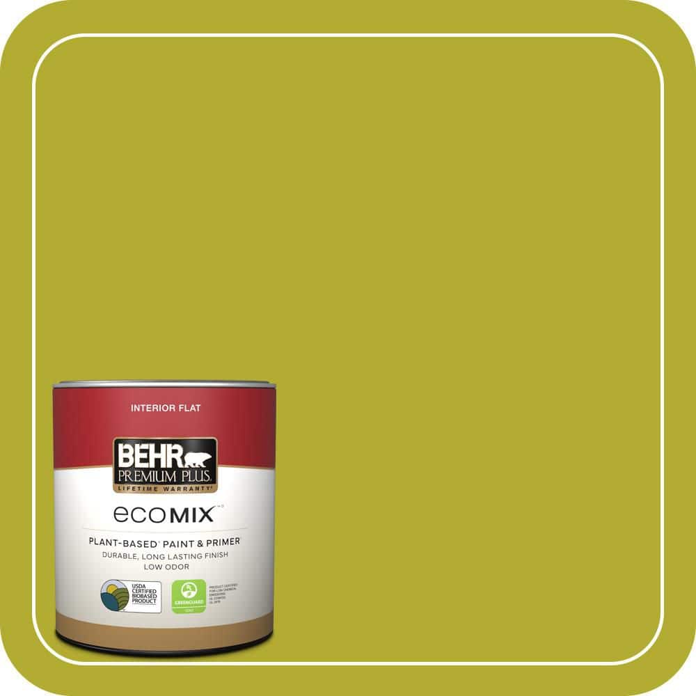 BEHR PREMIUM PLUS 1 qt. #P340-6 Green Neon Flat EcoMix Plant-Based ...
