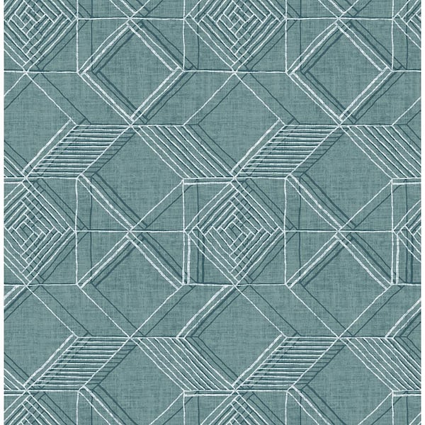 A-Street Prints Moki Teal Lattice Geometric Teal Wallpaper Sample 2969 ...