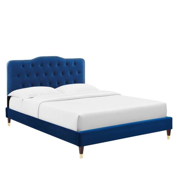 MODWAY Amber in Navy Blue Frame King Platform Bed MOD-6785-NAV - The ...
