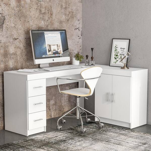 Corner desk white with drawers store