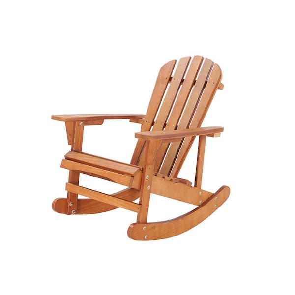 Sudzendf Walnut Brown Adirondack Rocking Chair Solid Wood Chairs Finish ...