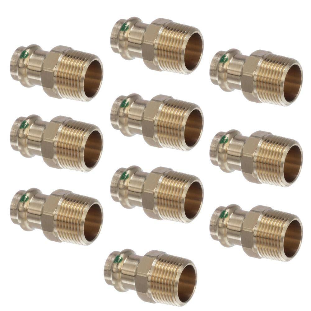 Viega ProPress 1/2 in. Press x 3/4 in. MPT Zero-Lead Bronze Adapter (10 ...
