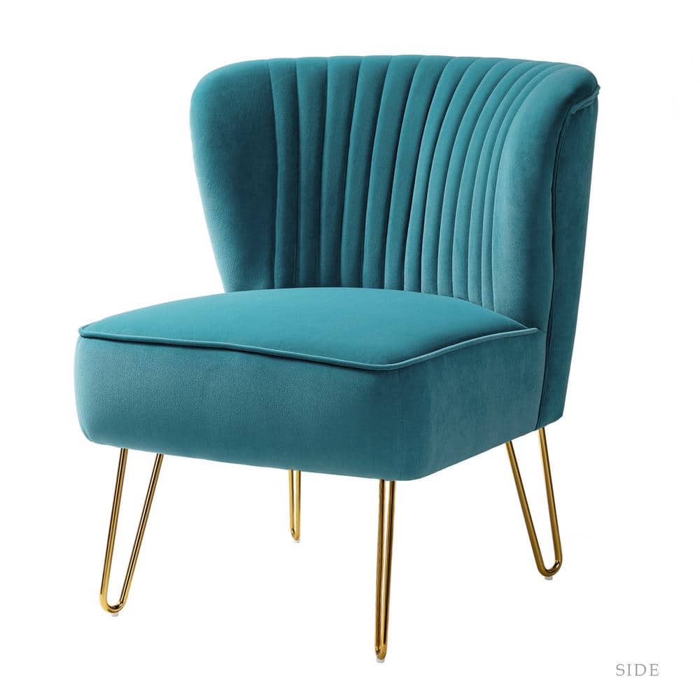 JAYDEN CREATION Alonzo Blue Side Chair with Tufted Back CHM0120-BLUE ...