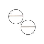 StyleWell 15 in. H x 15 in. W x 4 in. D Wood and Black Metal Wall-Mount ...