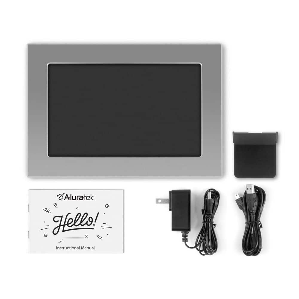 Aluratek 10 in. Silver Digital Picture Frame with Built in WIFI 1080P ...
