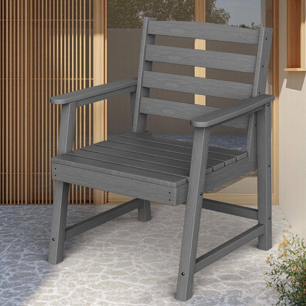 Marina All-Weather HDPE Outdoor Dining Chair in Gray For Patios and ...