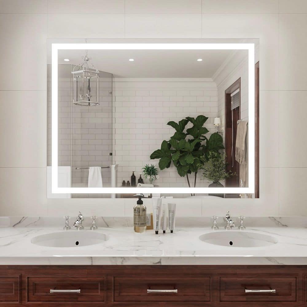 niveal Iris 48 in. W x 36 in. H Rectangular Frameless LED Wall Bathroom ...