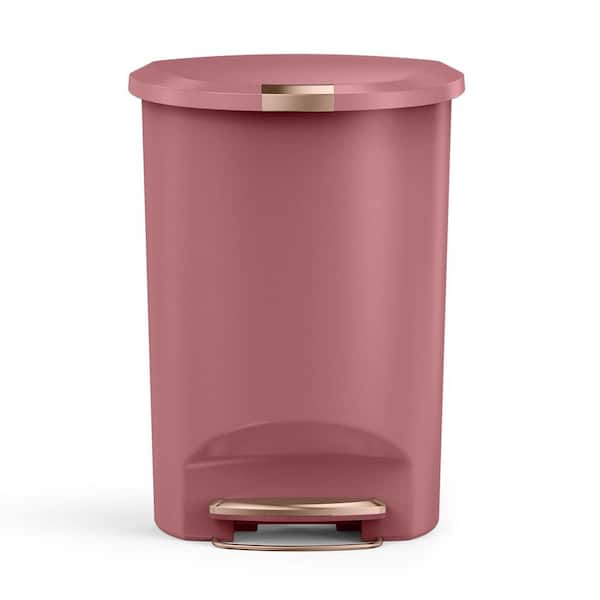 simplehuman 13 Gal. / 50 Liter Semi-Round Step Kitchen Trash Can, Blush ...