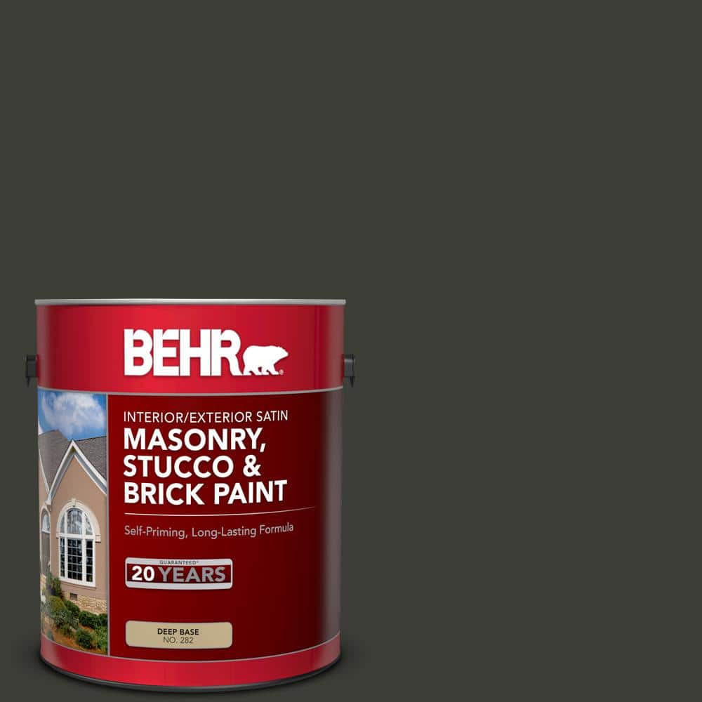BEHR 1 gal. #PFC-75 Tar Black Satin Interior/Exterior Masonry, Stucco ...