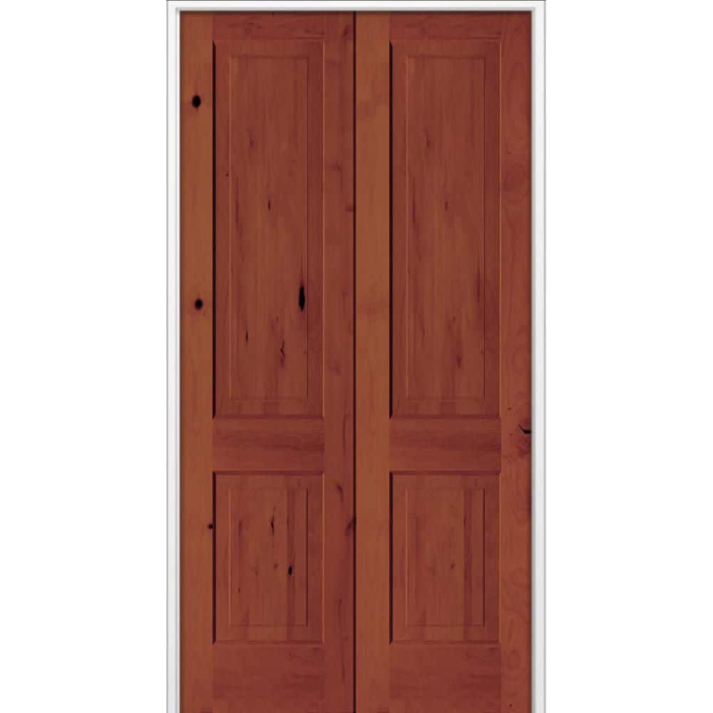 Krosswood Doors 48 in. x 96 in. Rustic Knotty Alder 2-Panel Universal ...