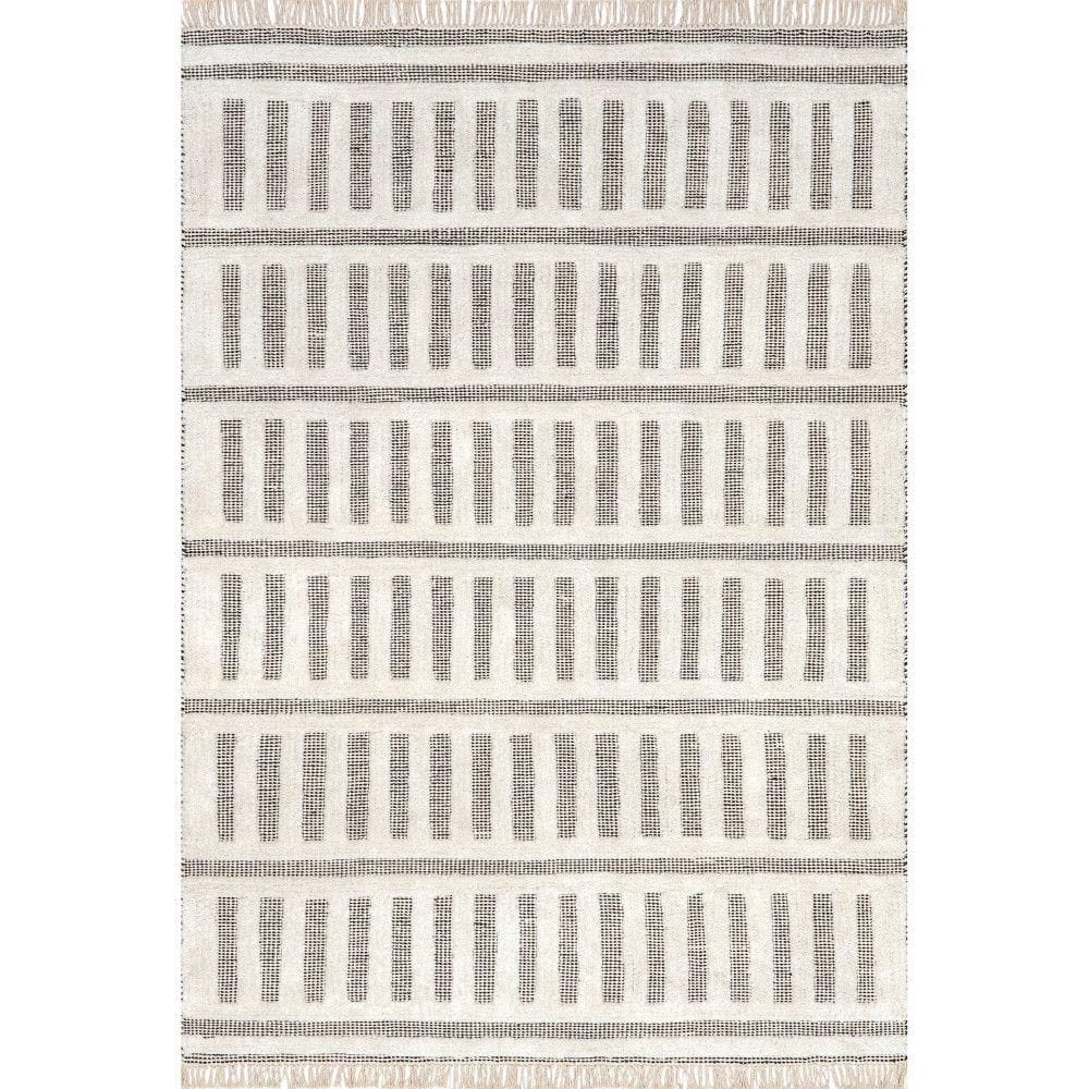 RUGS USA Merrick Tasseled Cotton and Wool Ivory Doormat 3 ft. x 5 ft ...
