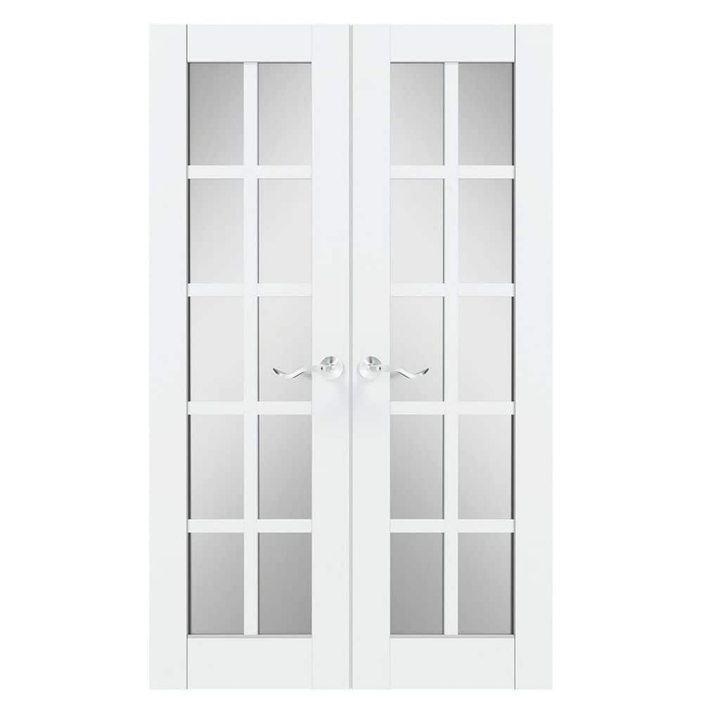 TENONER 48 in. x 80 in. Composite, MDF, 10 Lite, Mirrored Glass, Primed ...