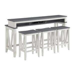 Sandberg Furniture Sable 4-Piece Rectangle Black Glass Top Console Bar ...
