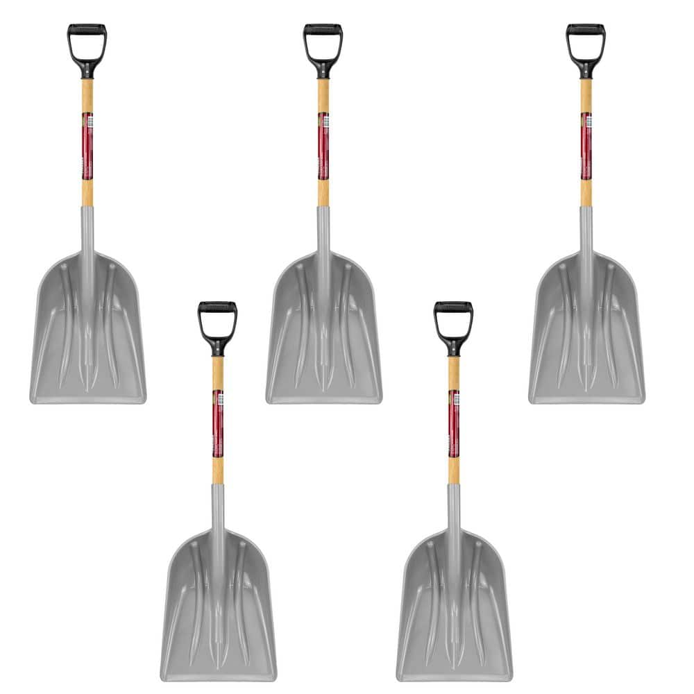 Husky 31 in. Wood Handle D-Grip Poly Scoop Shovel (5-Count) - The Home ...