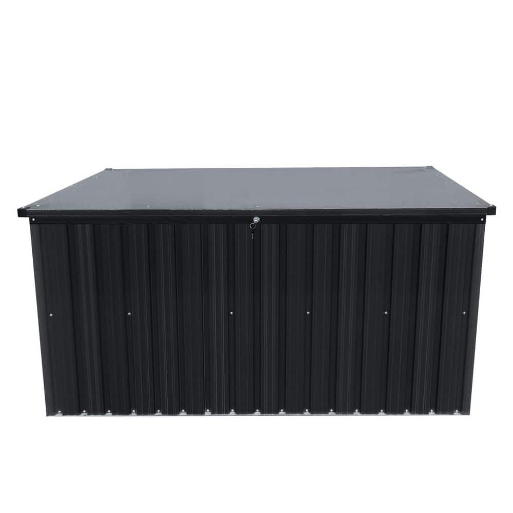 215 Gal. Black Metal Deck Box, Storage Box with Waterproof Roofs ...