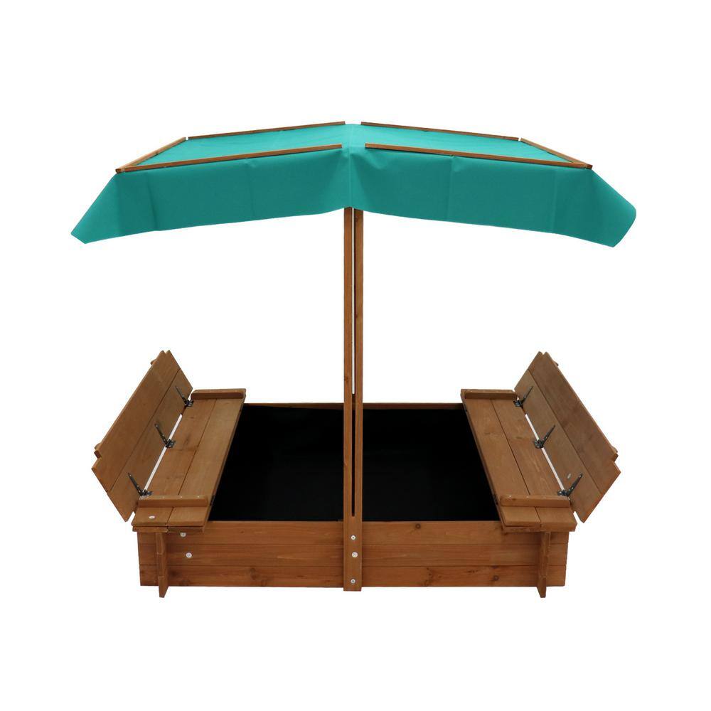 Cesicia Kids Outdoor Wooden Sandboxes with Canopy Retractable Covers ...