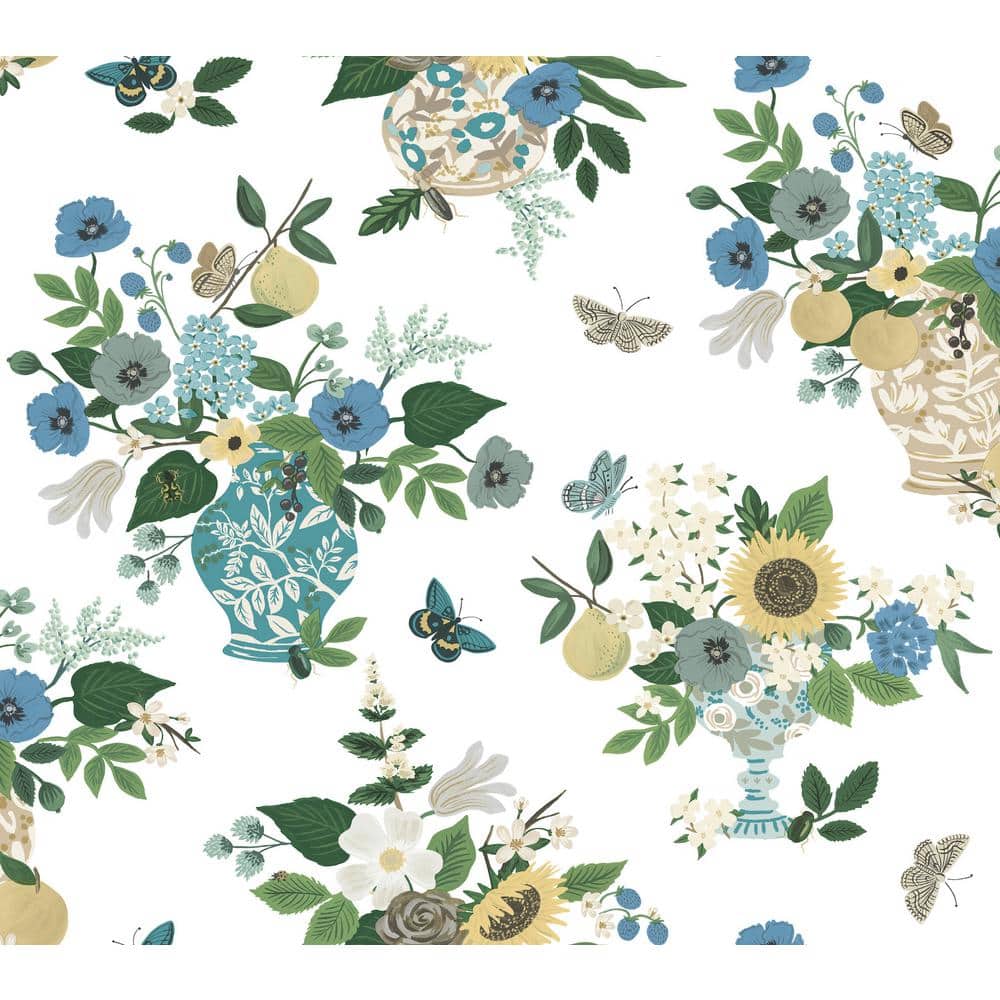 RIFLE PAPER CO. Flower Studies Blue Matte Non-Pasted Wallpaper RF7401 ...