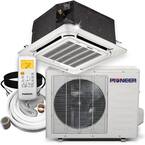 Pioneer 9,000 BTU 3/4 Ton Ductless Mini Split 20 SEER 8-Way Cassette Air Conditioner with Heat ...