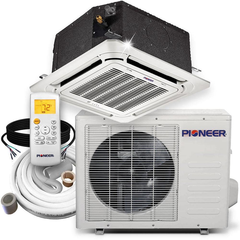 Pioneer 24,000 BTU 2 Ton Ductless Mini Split 20 SEER 8-Way Cassette Air ...