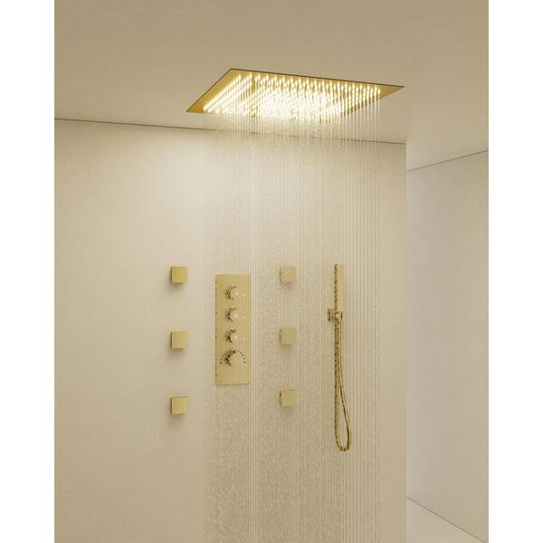 Cranach Thermostatic 7 Spray 20 In Ceiling Mount Squre Led Mood