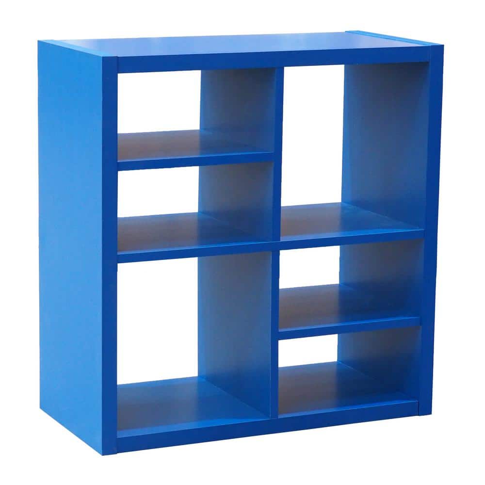 Signature Home SignatureHome Height 30 in. Tall Blue Finish Wood 6-cube ...