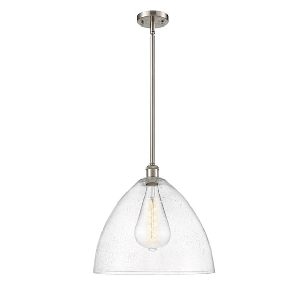 Innovations Bristol Glass 1-Light Brushed Satin Nickel Cage Pendant ...