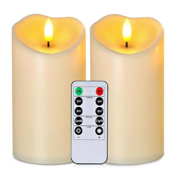 Dark Ivory Battery Powered Plastic LED Flameless Candles with Remote ...
