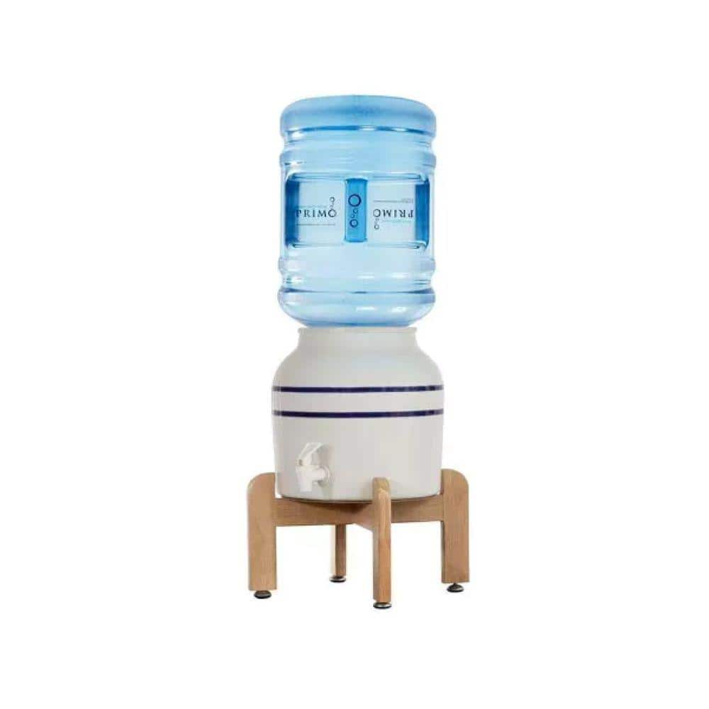 Lukvuzo Ceramic Tabletop Water Dispenser in White with Wooden Stand ...