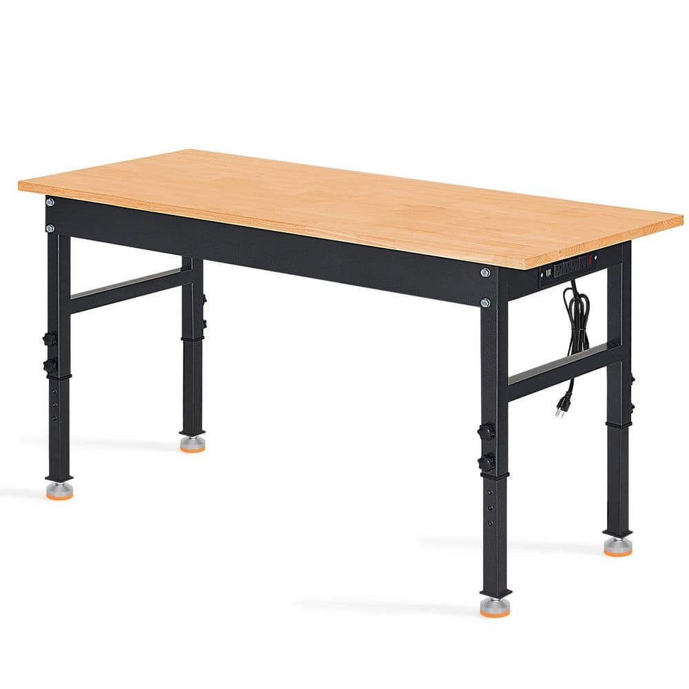 AirWire 48 in. W x 24 in. D Heavy-Duty Work Bench Adjustable Workbench ...