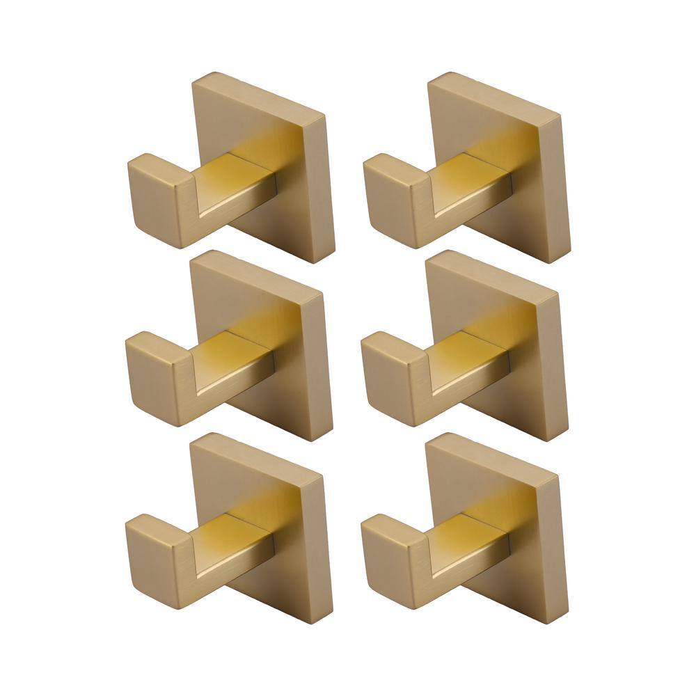 ALEASHA J-Hook Wall Mount Hook Robe/Towel Hook in Brushed Gold 6PCS AL ...