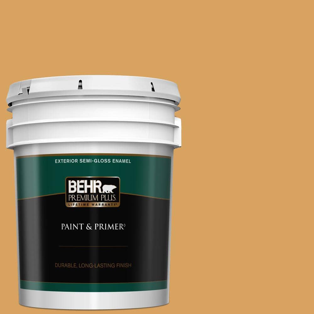 BEHR PREMIUM PLUS 5 gal. #MQ4-10 Amber Brew Semi-Gloss Enamel Exterior ...
