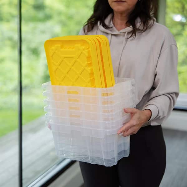 HDX 6.5-Qt Tough Storage Tote in Clear with Yellow Lid 999-6QT-C-HDX ...