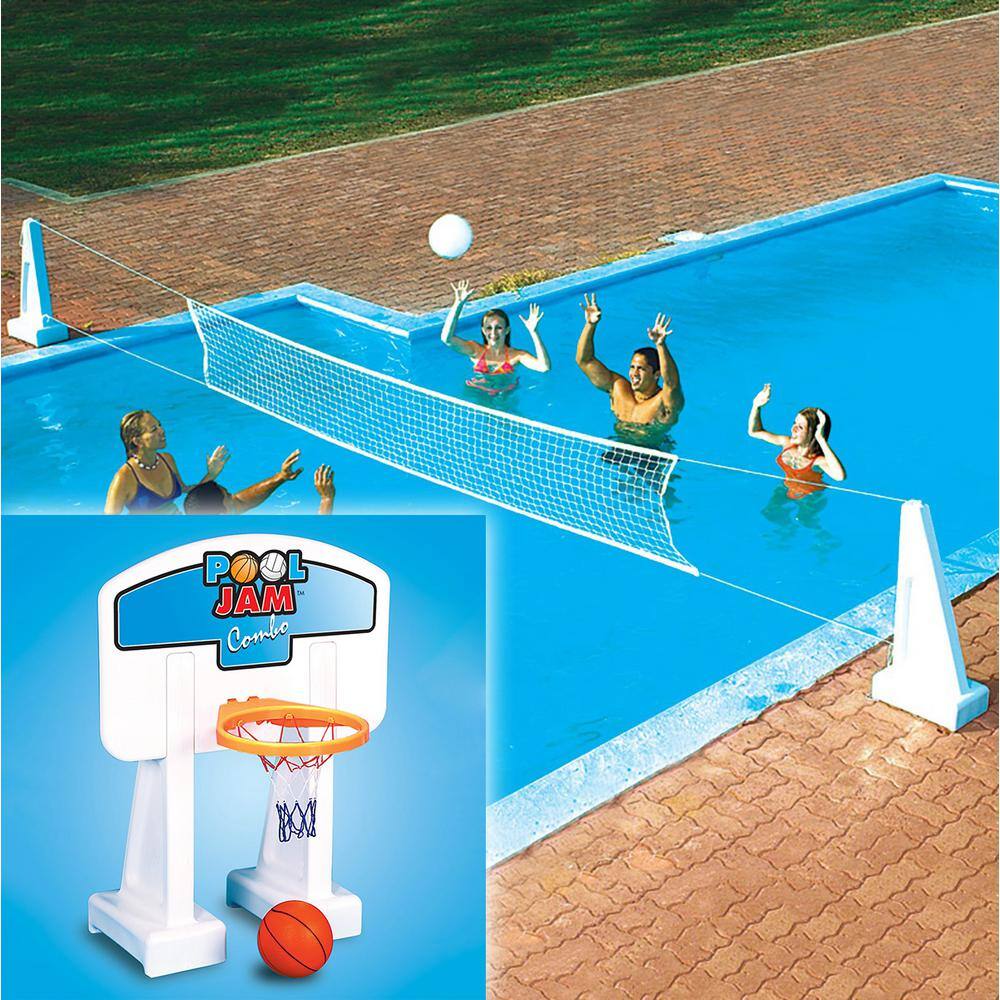 Swimline Pool Jam In-Ground Water Basketball and Volleyball Game Combo ...