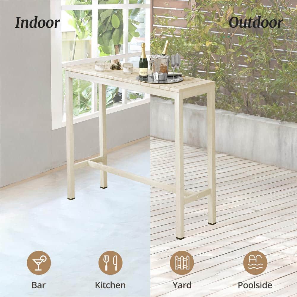 LUE BONA Humphrey 45 in. Sand Plastic HDPS Outdoor Bar Table Patio ...