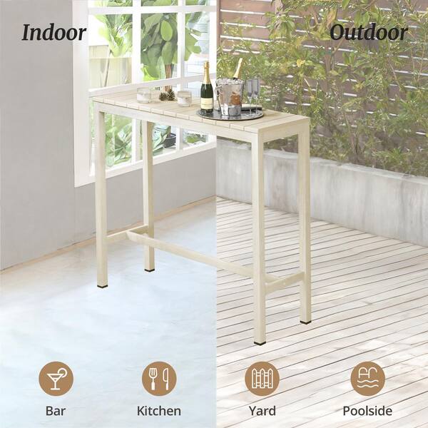 LUE BONA Humphrey 45 in. Sand Plastic HDPS Outdoor Bar Table Patio ...