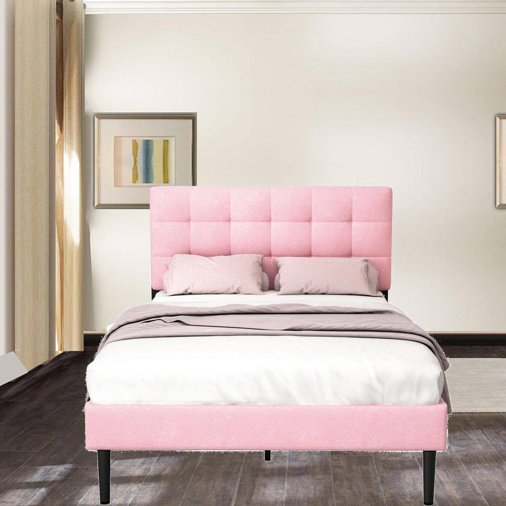 ZIRUWU Pink Frame Full Platform Bed ZZQ-AND825A14 - The Home Depot